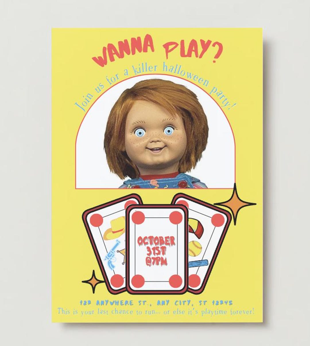 Chucky Box Halloween Party Invitation | Template | Halloween Invite - Etsy