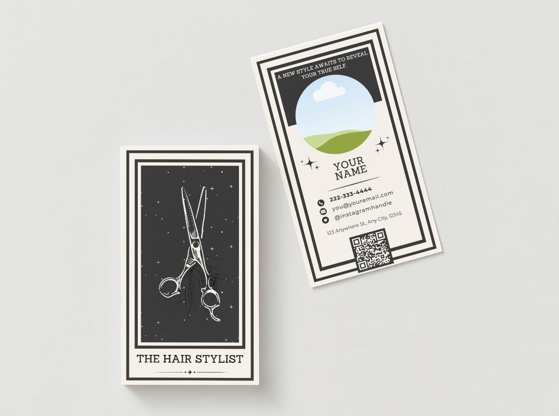 THE Tarot Card HAIR STYLIST | Business Card | Hair Dresser | Contact ...