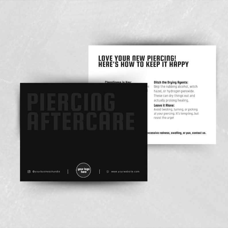 Editable Piercing Aftercare Instructions Card | Canva | Piercing ...