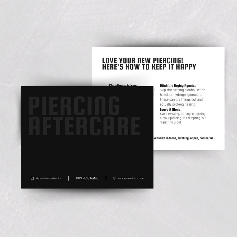 Editable Piercing Aftercare Instructions Card | Canva | Piercing ...