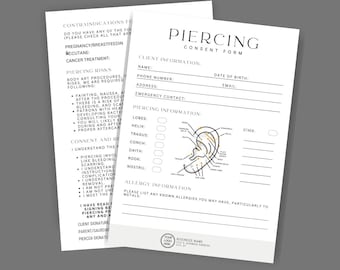 PIERCING CONSENT FORM - Template, Editable - Etsy