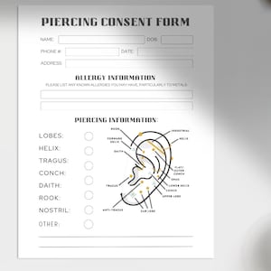 Piercing | Body Art Consent Form | Client Information Form - Etsy