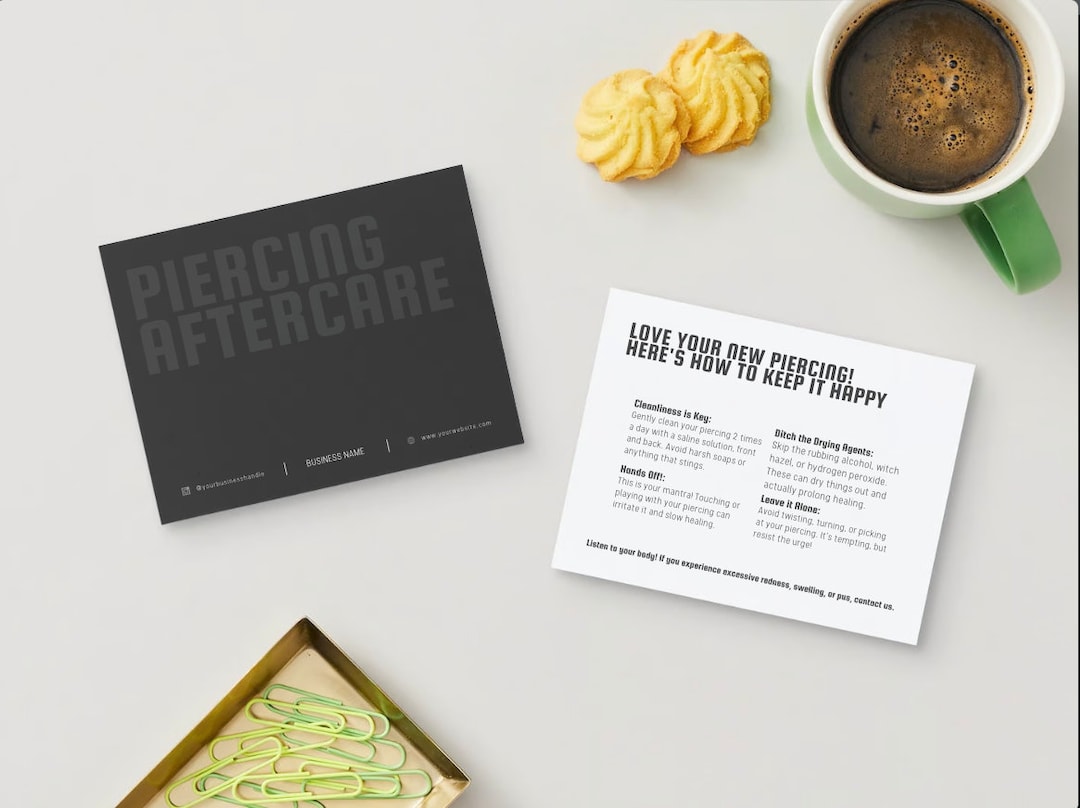 Editable Piercing Aftercare Instructions Card | Canva | Piercing ...