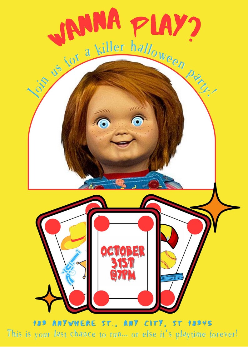 Chucky Box Halloween Party Invitation | Template | Halloween Invite - Etsy