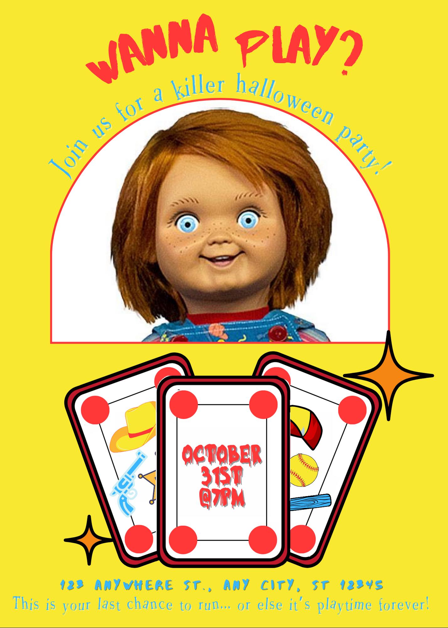 Chucky Box Halloween Party Invitation | Template | Halloween Invite - Etsy