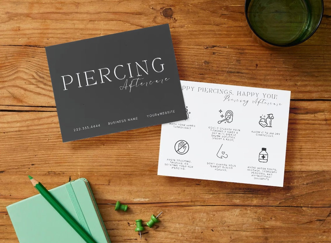 PIERCING AFTERCARE CARD | Instruction Card | Piercings - Etsy