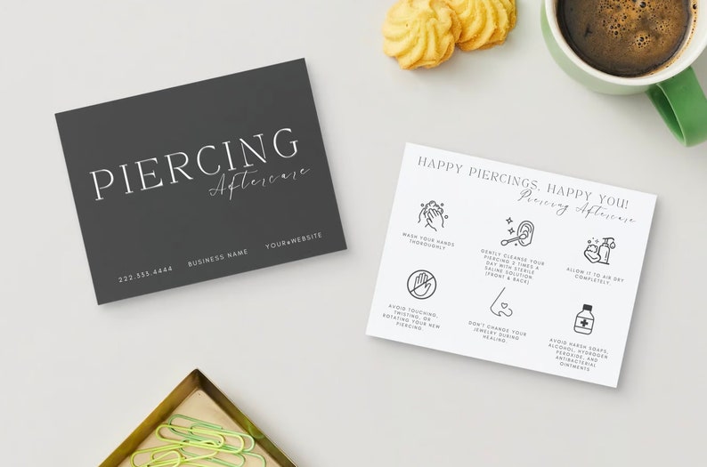 PIERCING AFTERCARE CARD | Instruction Card | Piercings - Etsy