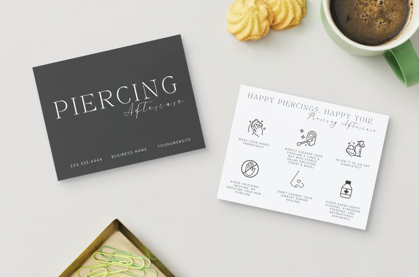PIERCING AFTERCARE CARD | Instruction Card | Piercings - Etsy