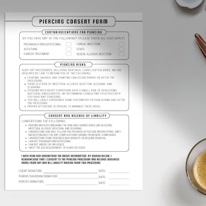 PIERCING CONSENT FORM - Template, Editable - Etsy