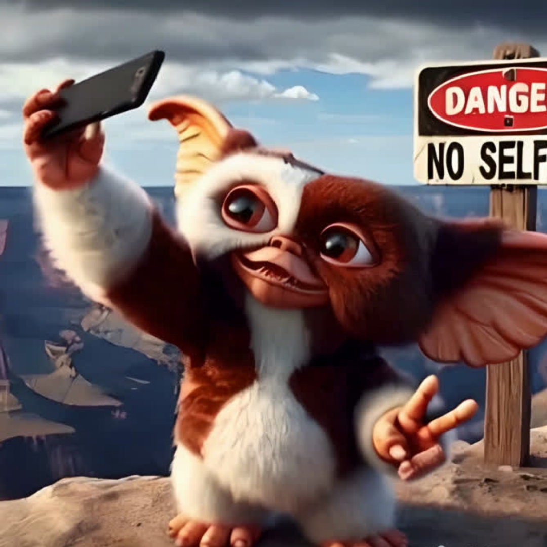 Animated cute Gremlin Taking a Selfie, Holding a Camera. MP4 Phone ...