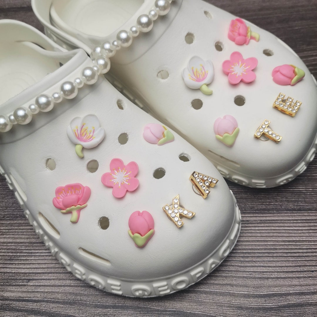 Personalized Name Cherry Blossom Croc Charm Set,girlish Flower Shoe ...