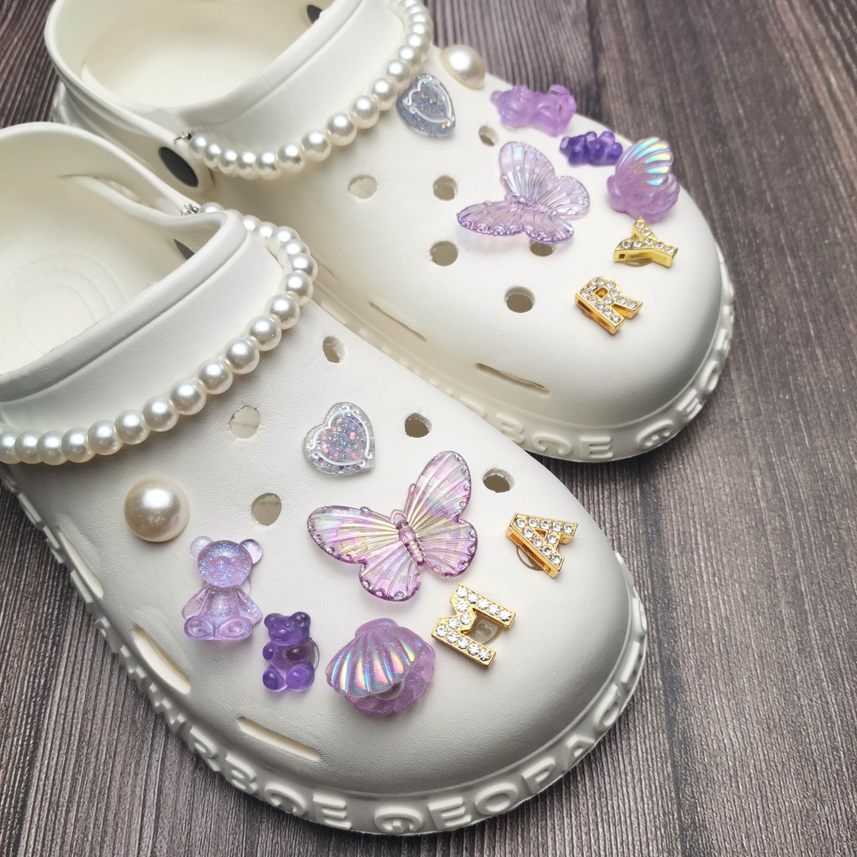 Personalized Name Butterfly Croc Charm Set,pearls Shoe Charm,shoe Pins ...