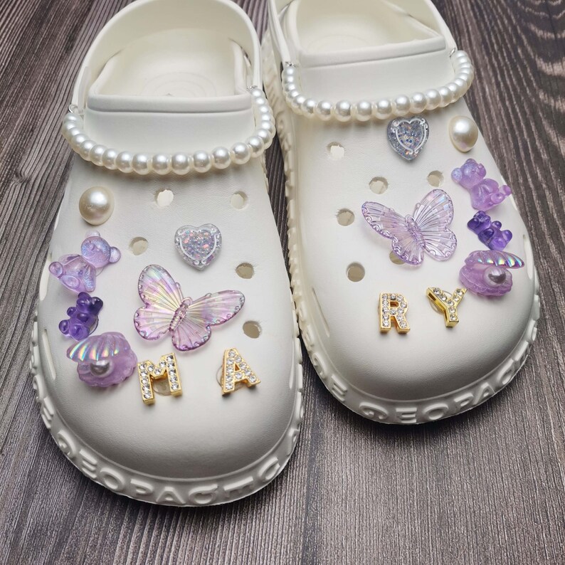 Personalized Name Butterfly Croc Charm Set,pearls Shoe Charm,shoe Pins ...