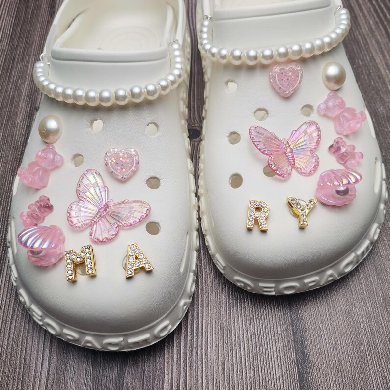 Personalized Name Butterfly Croc Charm Set,pearls Shoe Charm,shoe Pins ...