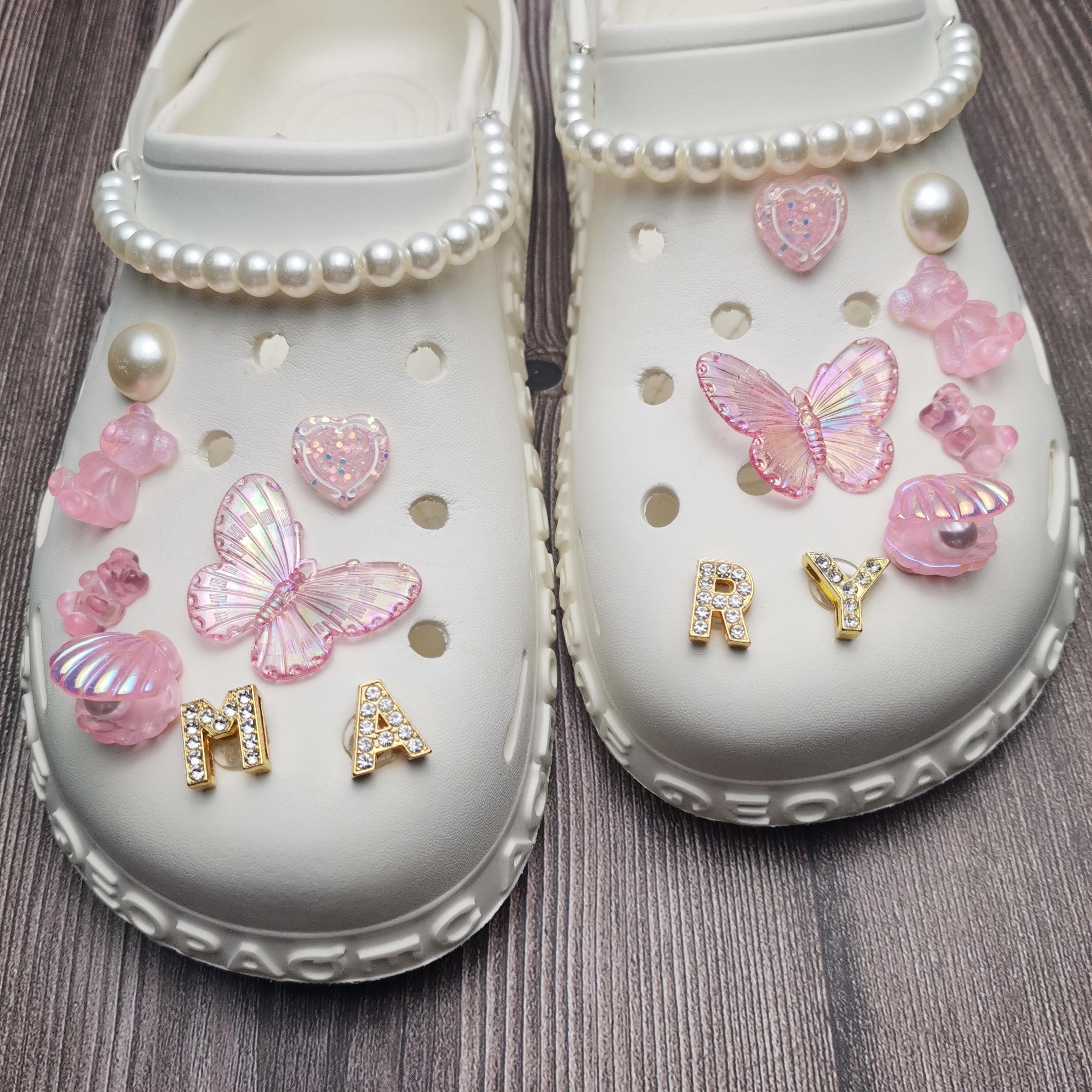 Personalized Name Butterfly Croc Charm Set,pearls Shoe Charm,shoe Pins ...