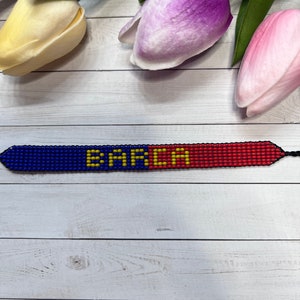 Fc Barcelona 08/09 Inspired Beaded Bracelet, Adjustable - Etsy
