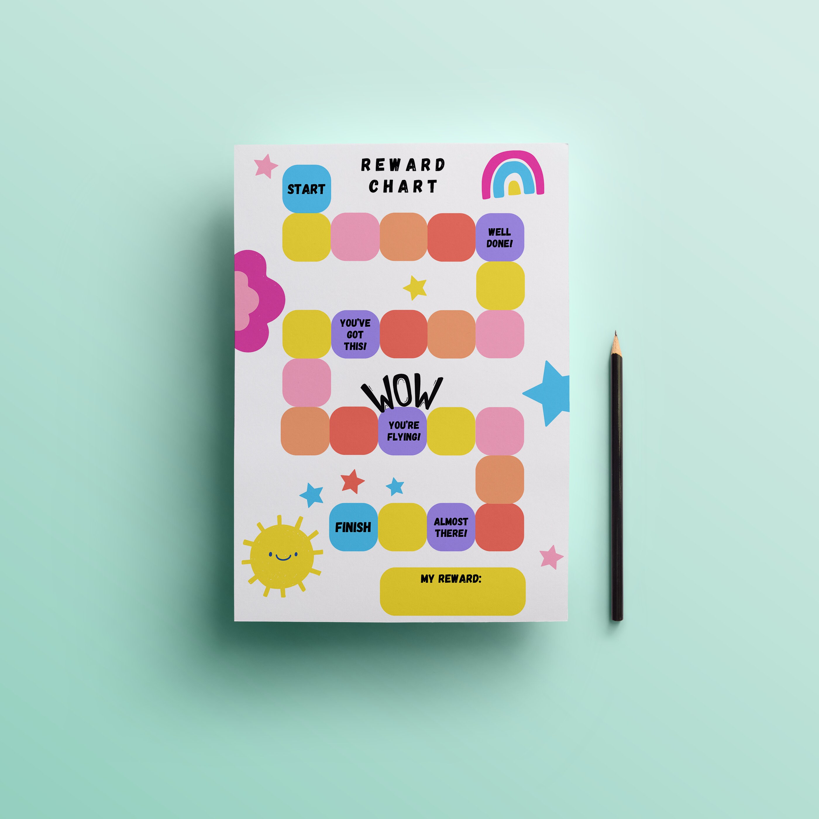 Rainbow Reward Chart, Printable Reward Chart, Toddler Reward Chart ...