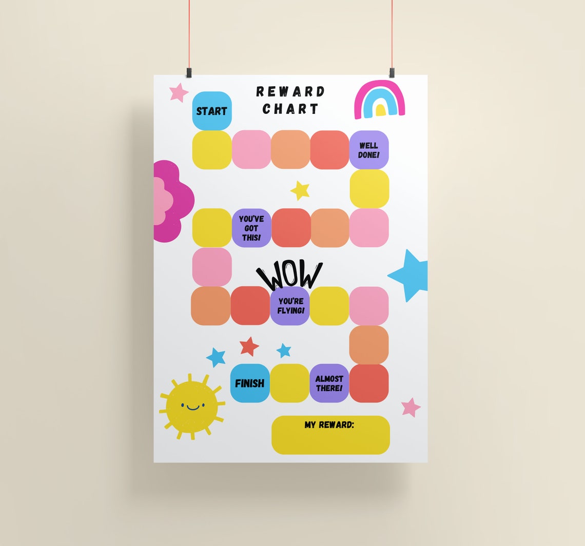 Rainbow Reward Chart, Printable Reward Chart, Toddler Reward Chart ...