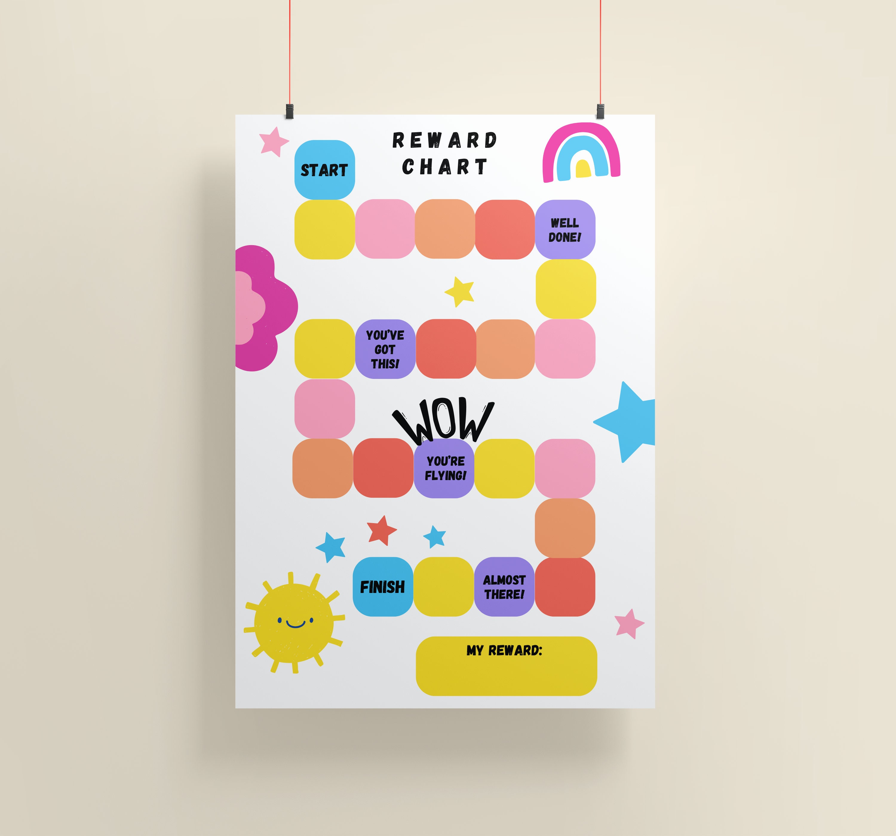 Rainbow Reward Chart, Printable Reward Chart, Toddler Reward Chart ...