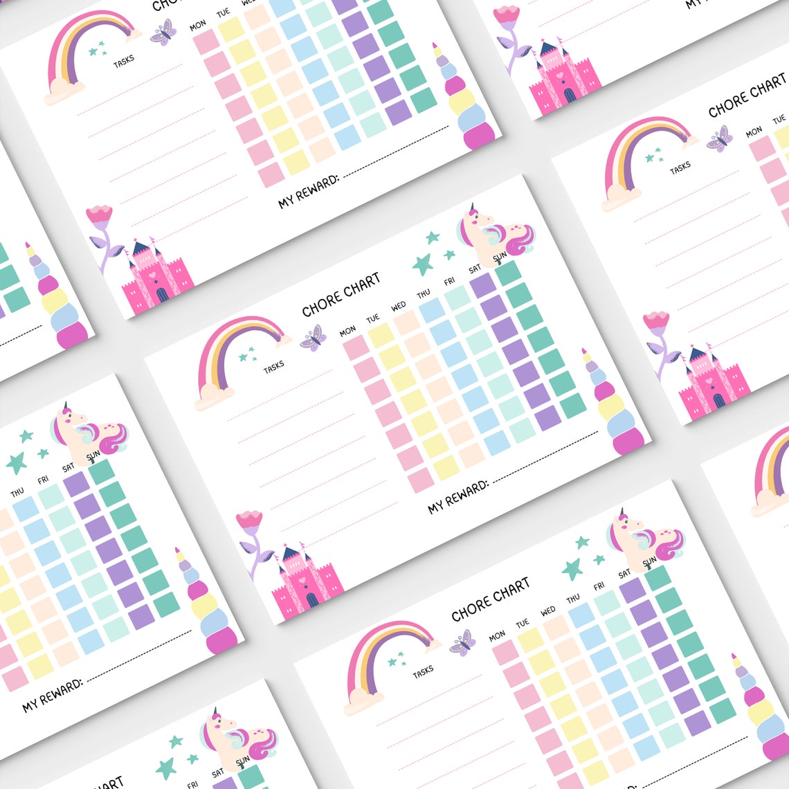 Unicorn Chore Chart, Printable Chore Chart, Toddler Reward Chart, Kids ...