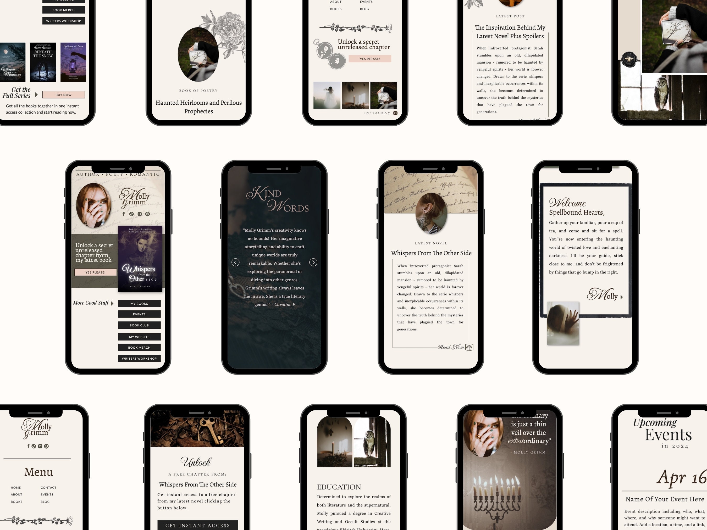 Bookish Website Template: Victorian Goth Showit Design (wordpress) - Etsy