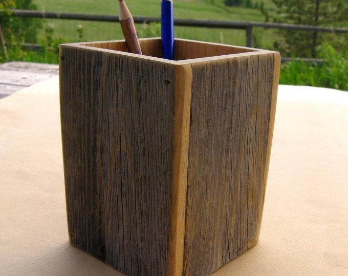 Barnwood PENCIL HOLDER Handmade From Reclaimed Weathered Wood Rustic ...