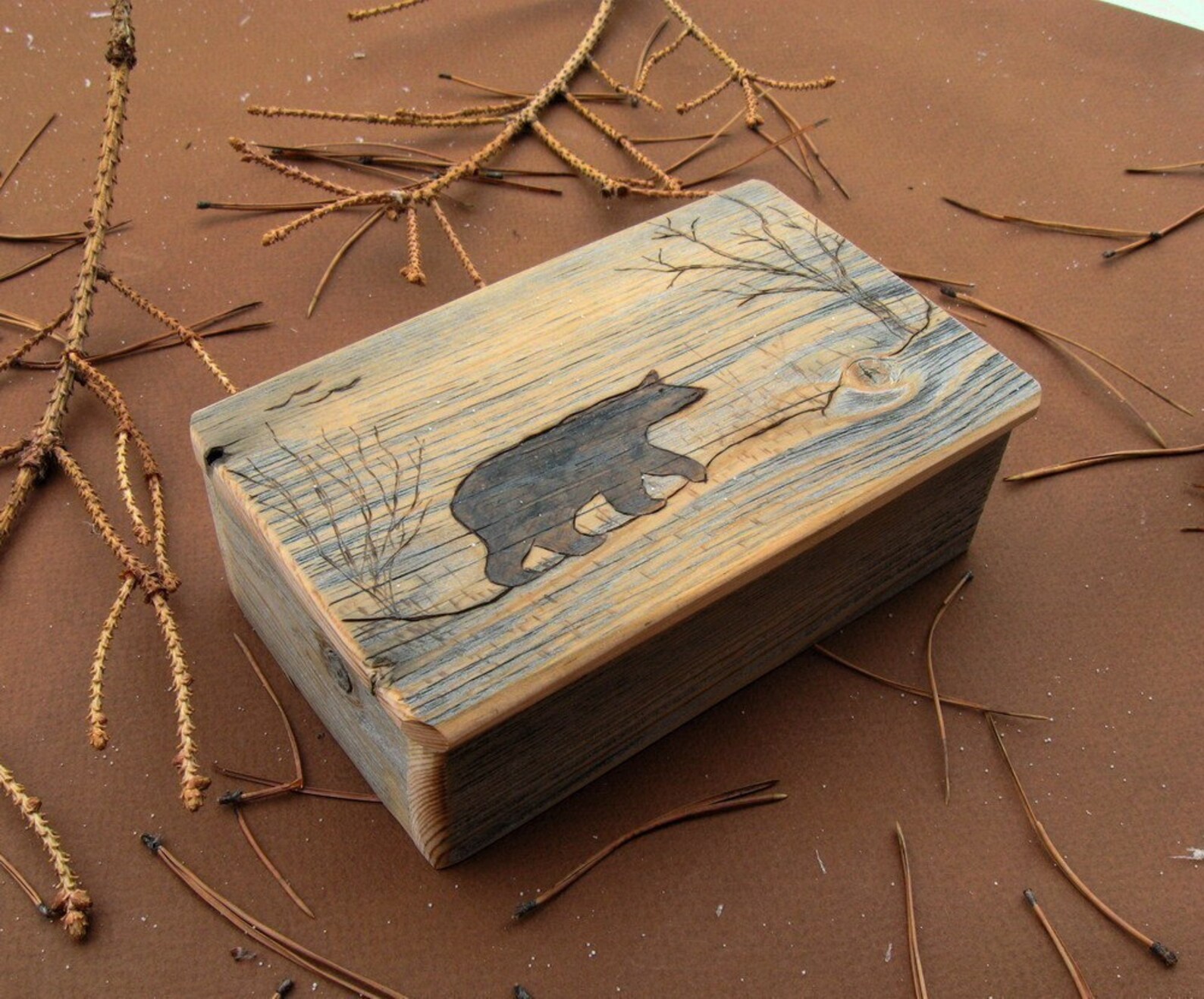 Barnwood BEAR BOX Handmade From Reclaimed Weathered Wood - Etsy