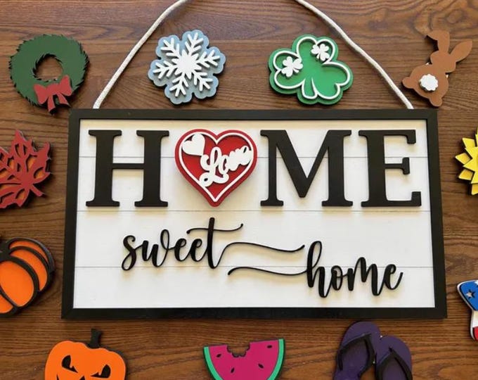 Front Door Decor | Interchangeable Sign | Interchangeable Holidays ...