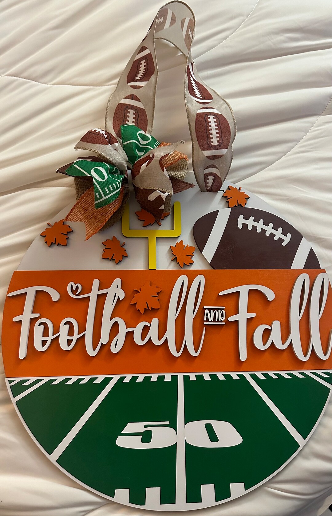Fall Front Door Decor | Football Decor| Fall Door Hanger | Football ...