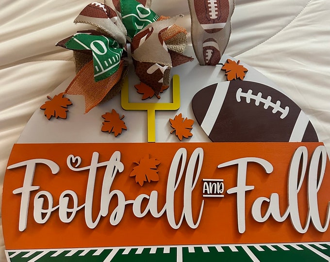 Fall Front Door Decor Football Decor Fall Door Hanger Football Door ...