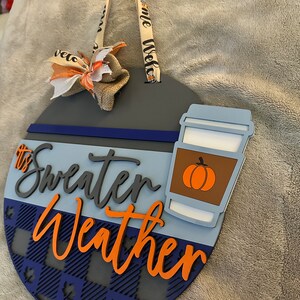 Fall Front Door Decor | Sweater Weather | Fall Door Hanger | Fall Door ...
