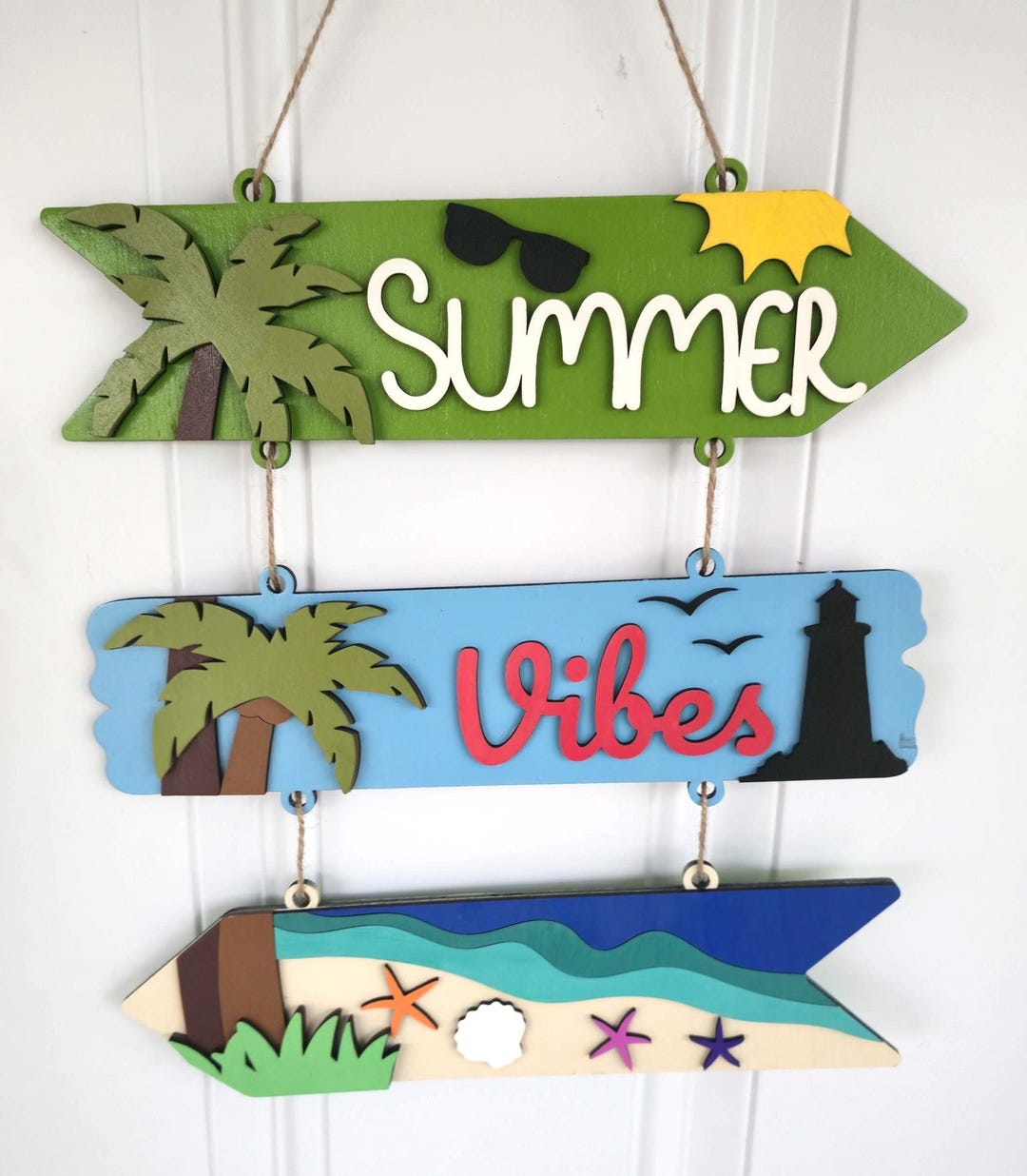 Tiered "summer Vibes" Directional Sign | Beach & Tropical Home Decor ...