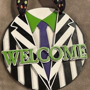 Welcome Front Door Hanger | Beetlejuice | Halloween Door Hanger ...