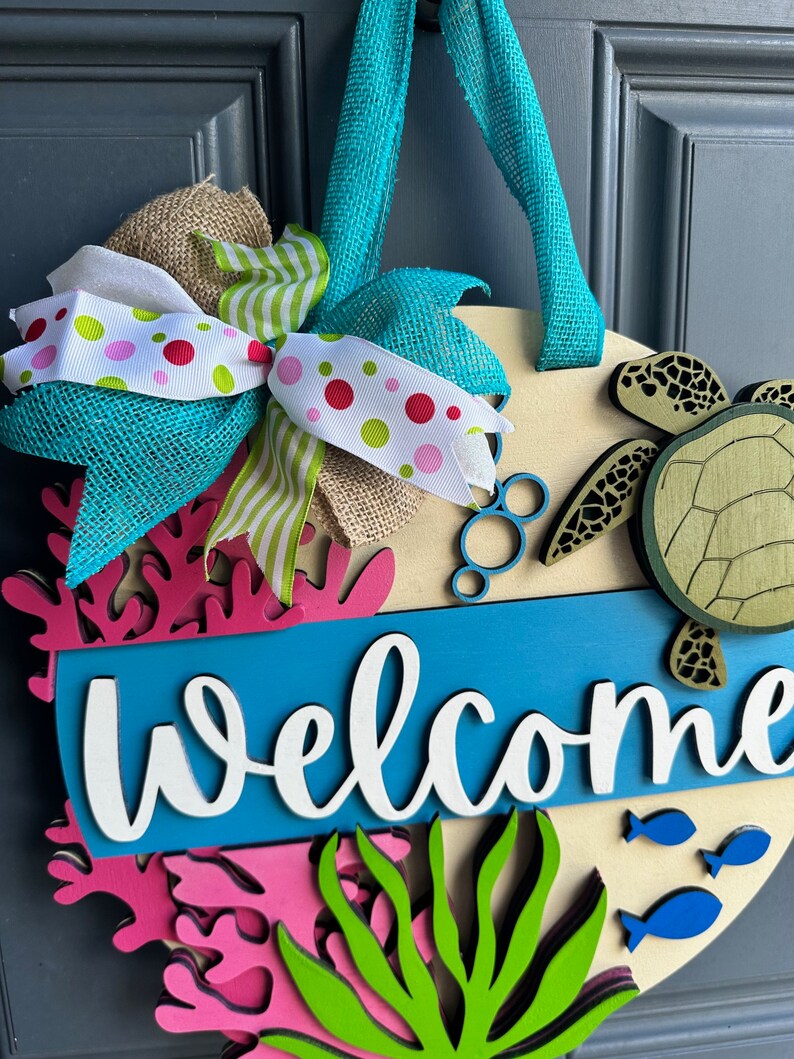 Sea Turtle | Beach Welcome Sign | Under the Sea | Front Door Decor ...
