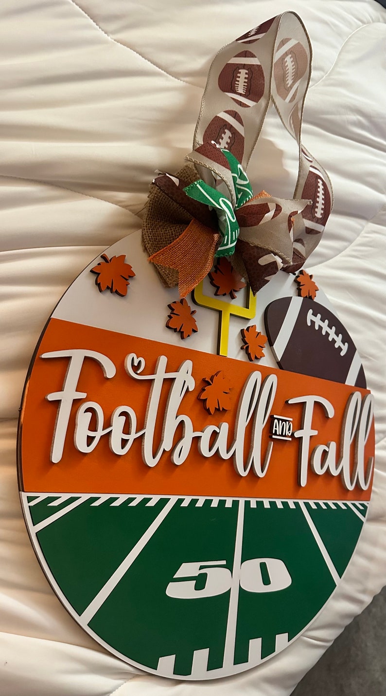 Fall Front Door Decor | Football Decor| Fall Door Hanger | Football ...
