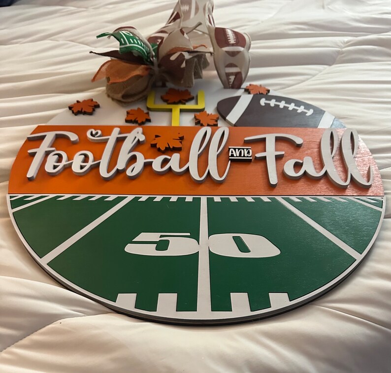 Fall Front Door Decor | Football Decor| Fall Door Hanger | Football ...