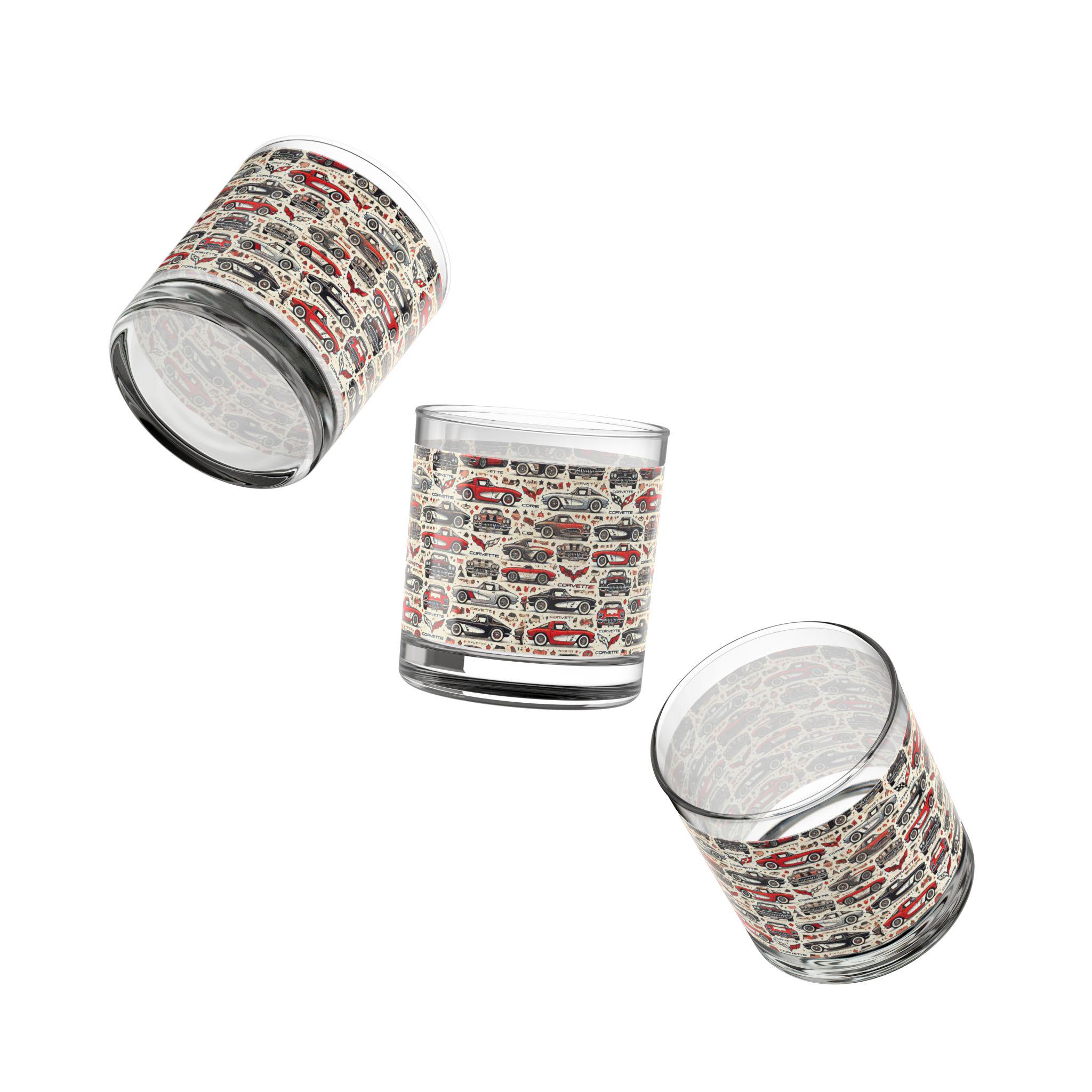 Corvette Pattern Rocks Glass, 10oz - Ideal for Whiskey Lovers, Classic ...