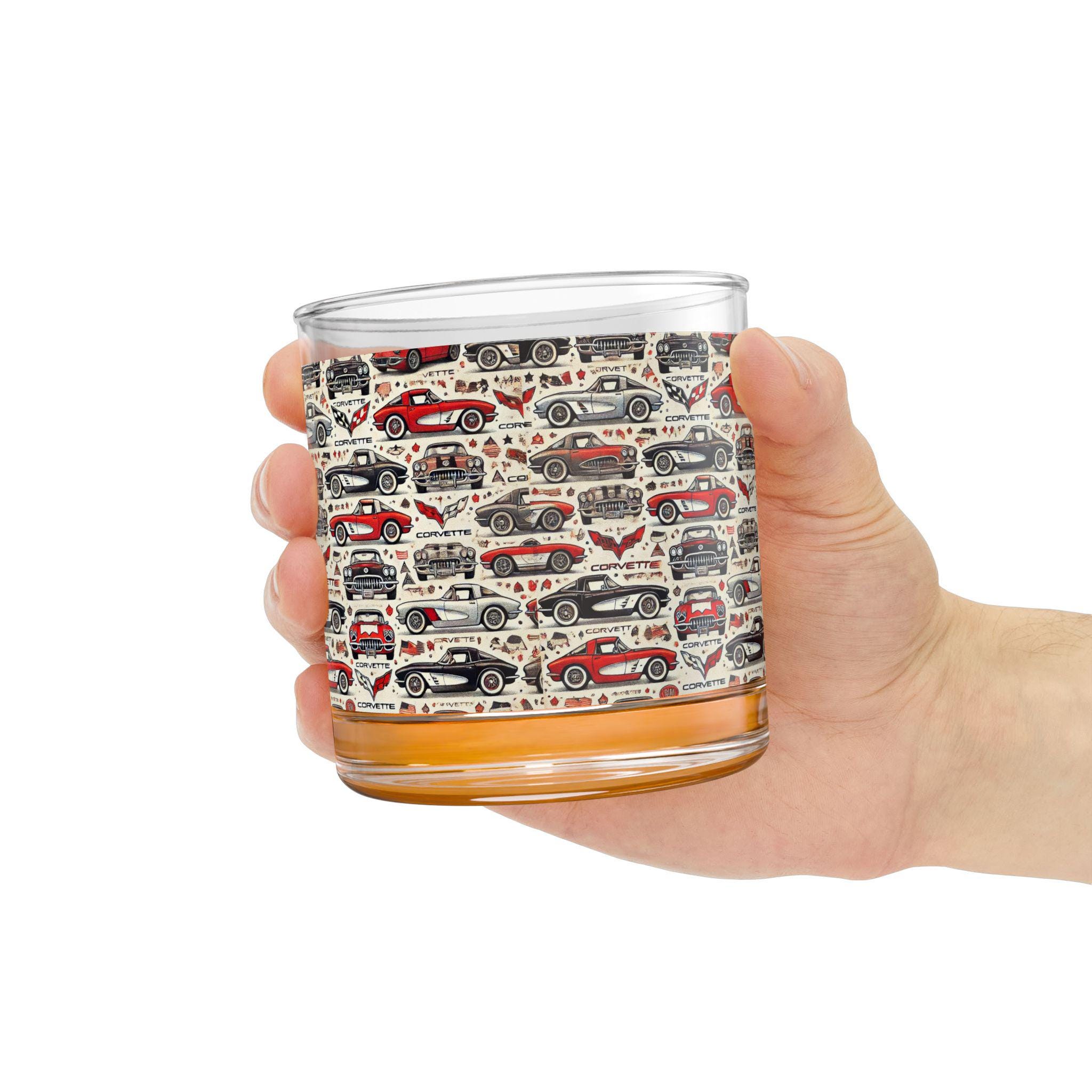 Corvette Pattern Rocks Glass, 10oz - Ideal for Whiskey Lovers, Classic ...
