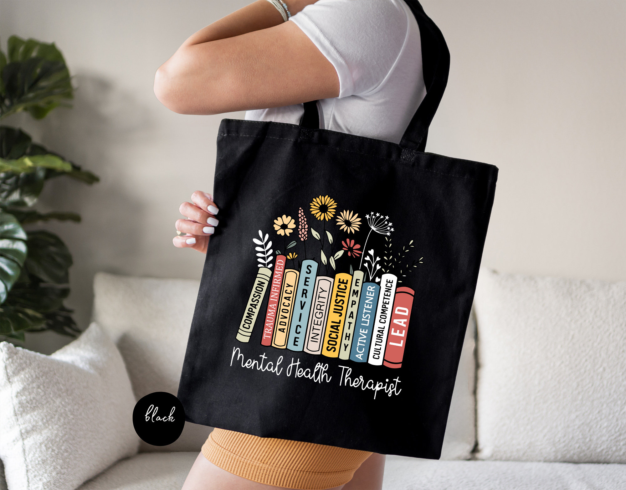 Mental Health Therapist Tote Bag, Wildflower Bag, Psychiatrist ...