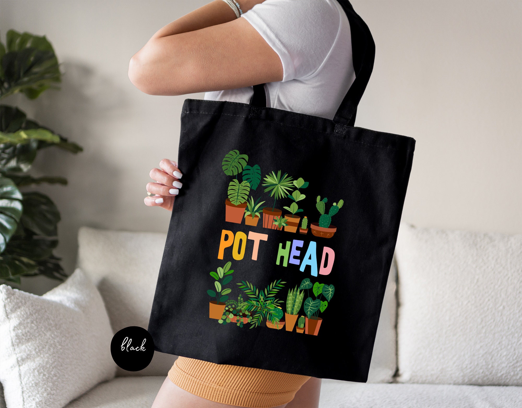 Pot Head Tote Bag, Funny Plant Tote, Plant Lover Gift, Plant Mom ...