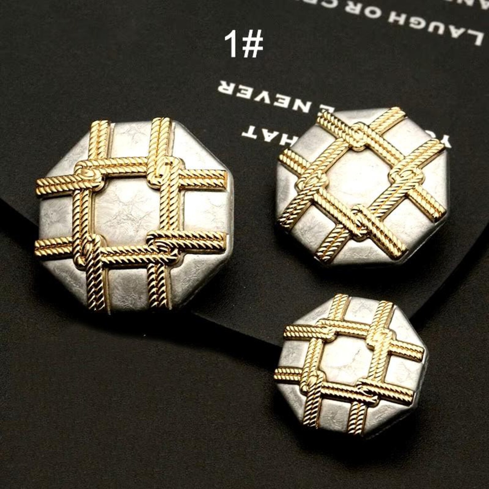 Vintage Metal Shank Buttons: Gold Rope Grid, Sewing Embellishments - Etsy