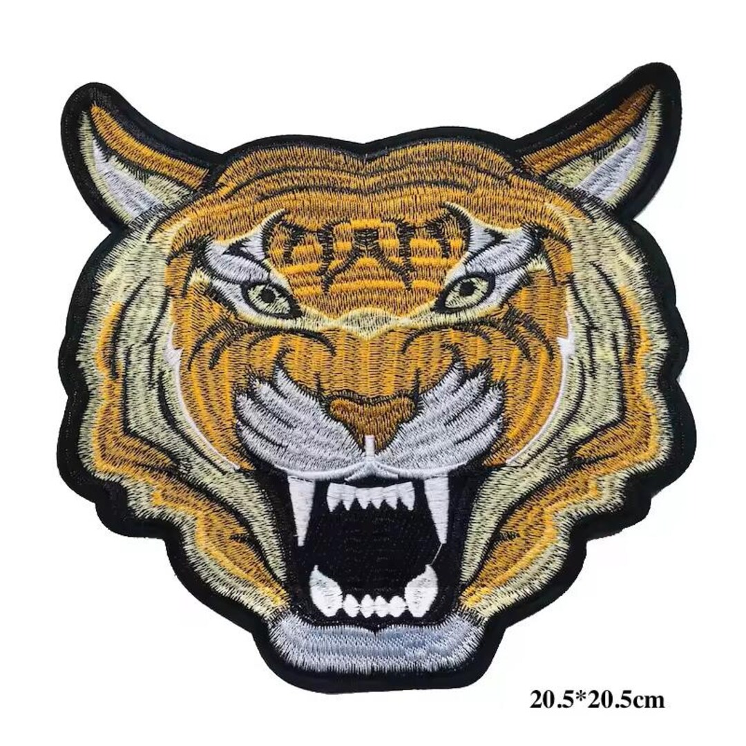 Roaring Tiger Head Patch - Large Lion Embroidered Applique Patch - Lion ...