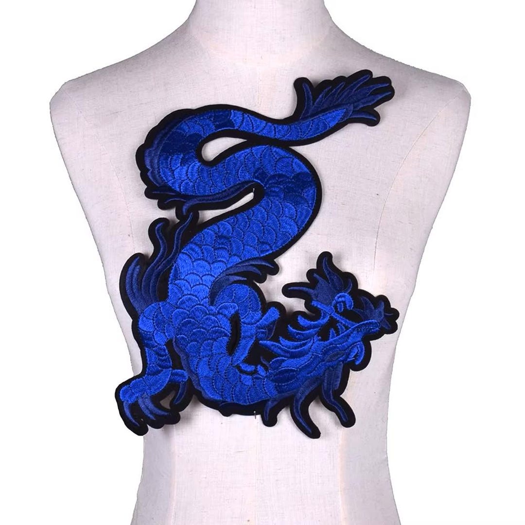 Blue Dragon Embroidered Appliques - Blue Dragon Patch - Chinese Dragon Patch - Patches for ...