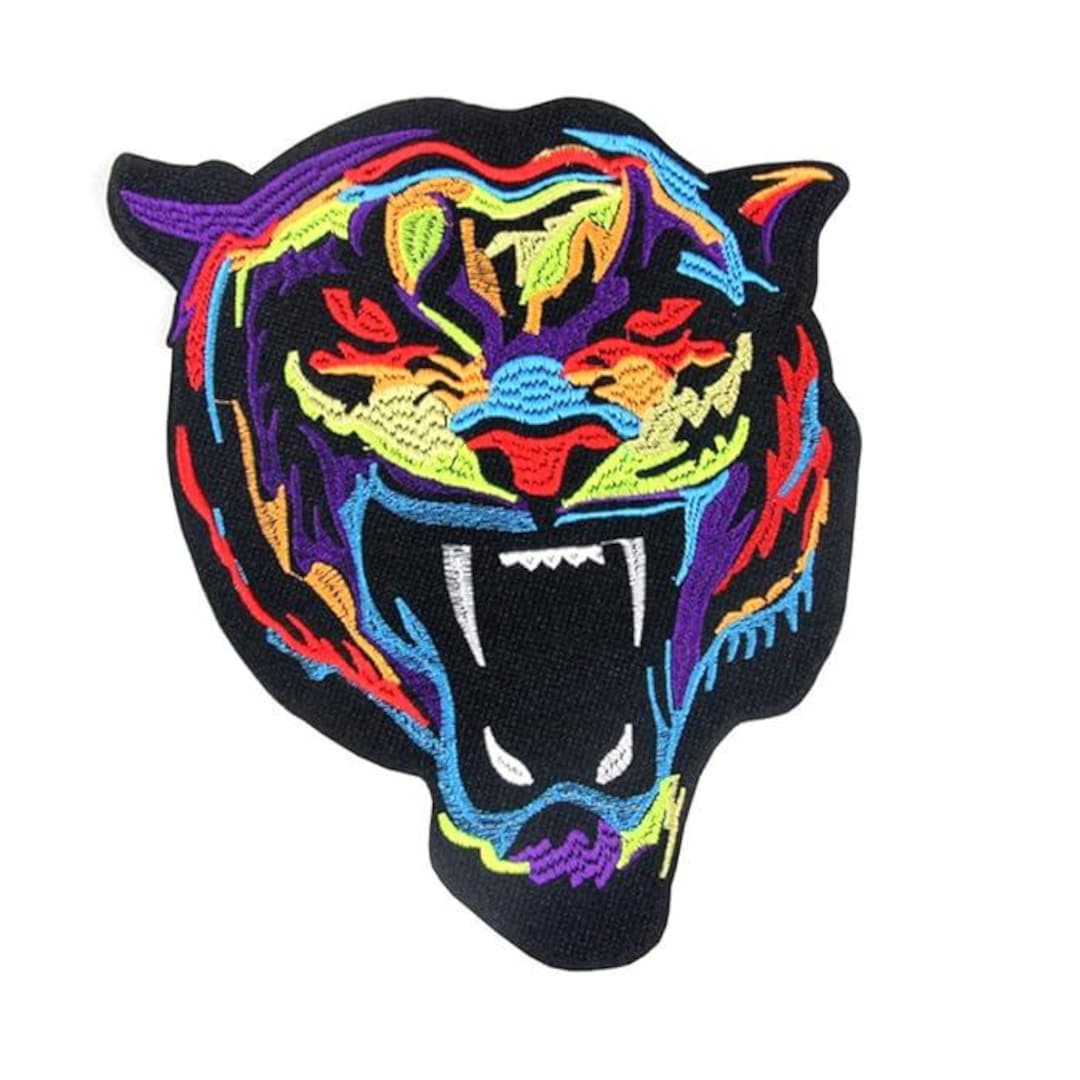Roaring Tiger Head Patch Iron On, Tiger Patch Embroidery Applique, Big ...