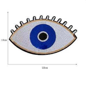 All Seeing Eye Sequin Iron on Patch, Evil Eye Large Sew on Patch, Large Eye Patch, Eye Sequined ...