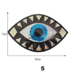 All Seeing Eye Sequin Iron on Patch, Evil Eye Large Sew on Patch, Large Eye Patch, Eye Sequined ...