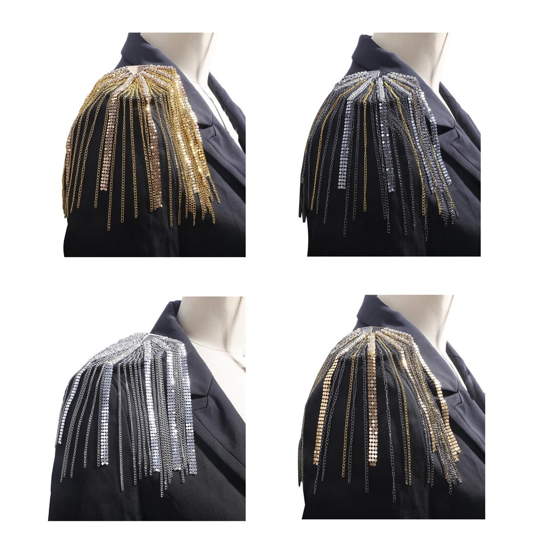 A Pair of Gold Tassels Epaulet, Shoulder Tassel Chain Epaulettes ...