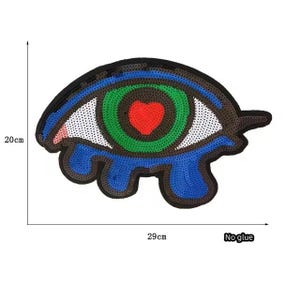 All Seeing Eye Sequin Iron on Patch, Evil Eye Large Sew on Patch, Large Eye Patch, Eye Sequined ...