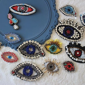 1pcs Eye Patch With Rhinestone Sequined Applique Evil Eye Patches ...