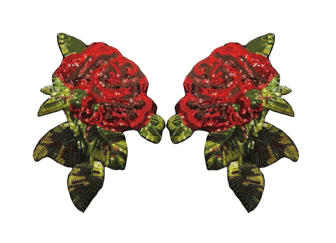 Sequin Rose Applique Patch: Beaded Flower Embroidery (22x18cm) - Etsy